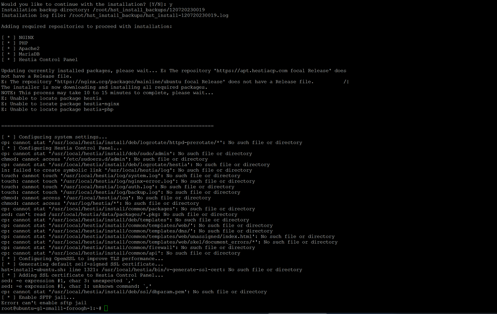 Error during installation - Install & Set-Up - Hestia Control Panel - Discourse