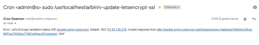 Error - Let's Ecrypt Cron - Community Support - Hestia Control Panel - Discourse