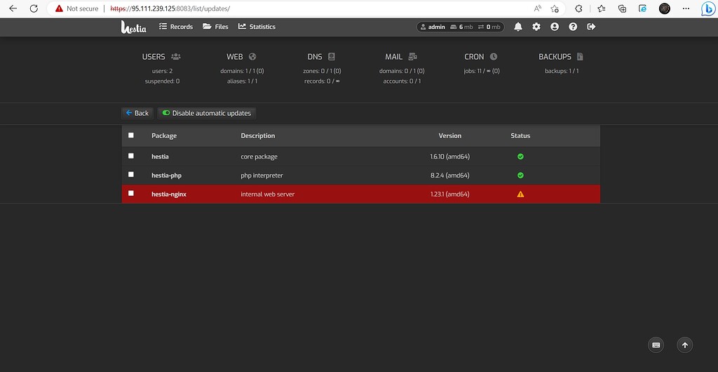 Help please with upgrade - Hestia Control Panel - Discourse