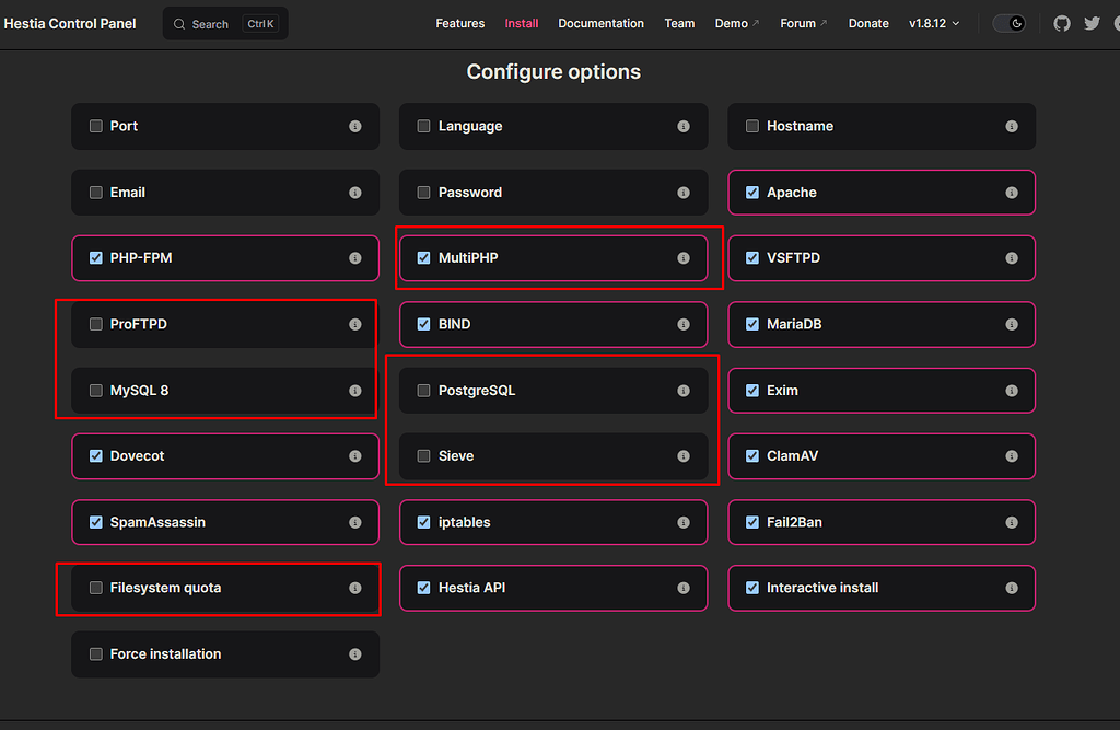 Which Configure options should i choose? - Community Support - Hestia Control Panel - Discourse