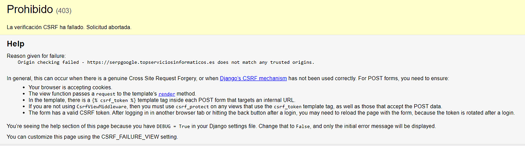 Django Admin ERROR CSRF - Hestia Control Panel - Discourse