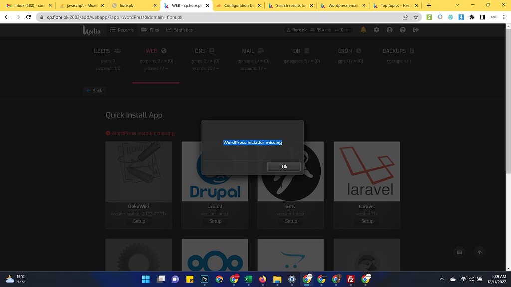 Wordpress Quick Install not working - Community Support - Hestia ...